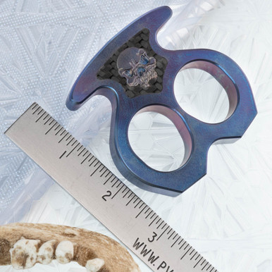BURN Custom 2 Finger Knuckles Ti 1/2" CF Inlay Burn Skull Blue Ano - PVK
