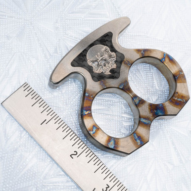 BURN Custom 2 Finger Knuckles Ti 1/2" CF Inlay Burn Skull Torched V1 - PVK