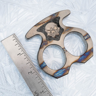 BURN Custom 2 Finger Knuckles Ti 1/2" CF Inlay Burn Skull Torched V2 - PVK