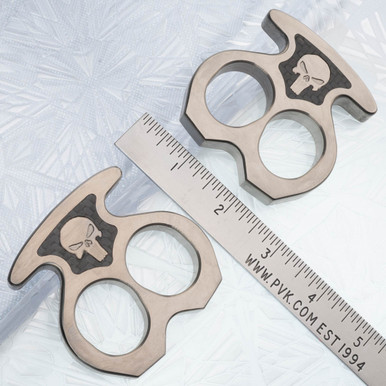 BURN Custom 2 Finger Knuckles Ti 1/2" CF Inlay Punisher Skull - PVK