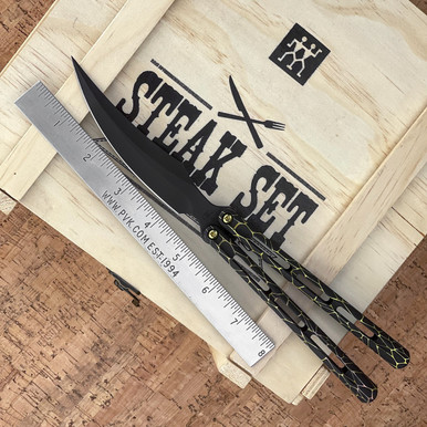 Ceroni Knives Black BaliReaper Blade Pinless Balisong Gold Fade Web ...