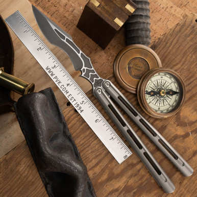 Ceroni Knives Sand Blast, Satin Flats BaliViper Blade Pinless Balisong ...