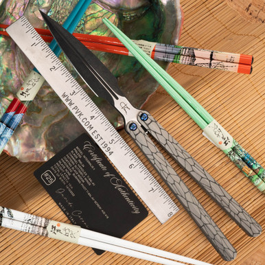 Ceroniknives Integralis II Pinless Balisong Titanium Linear Pattern ...