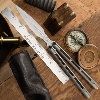 Ceroni Knives Bead Blast Integralis II Blade Pinless Balisong Titanium ...