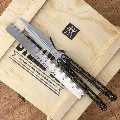 Ceroni Knives Bead Blast Integralis II Blade Pinless Balisong Gold Web ...