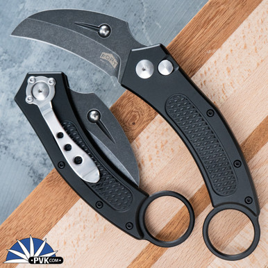 Fort Knife Works Auto Karambit, ATS-34 Blackwash Blade, Black Aluminum ...