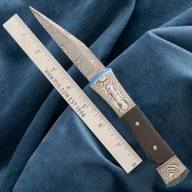 Jason Williams Vintage Automatic Folder, Damascus Blade, Buffalo ...