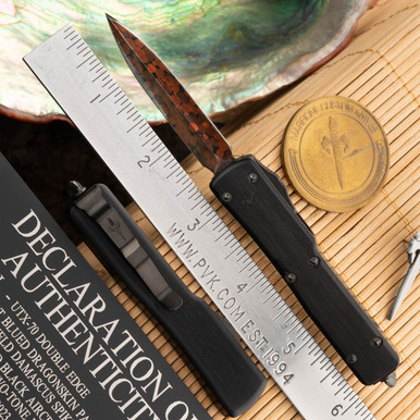 Marfione Custom UTX-70 Double Edge Hot Blued Dragon Skin Blade DLC Two ...