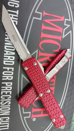 Microtech Ultratech D/A OTF Tri-Grip Tanto Satin Finish Serrated Red - PVK