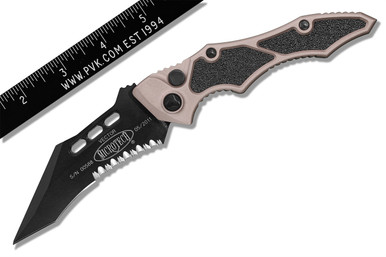 Microtech Vector Tan Handle Black Blade Serrated Edge - PVK
