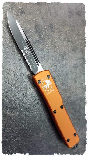 Microtech UTX-70 D/A OTF S/E Black Serrated Blade Orange Handle - PVK