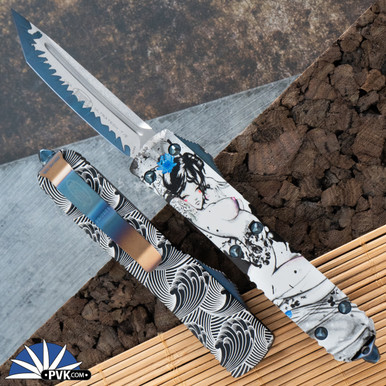 PVK Custom Ultratech Full Color Geisha w/Waves, Tanto Blue Hamon Blade ...