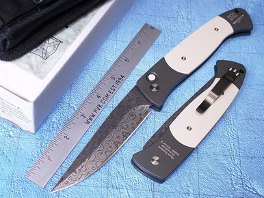 Protech Brend 1 Large Automatic Knife Custom Damascus / Ivory Micarta - PVK