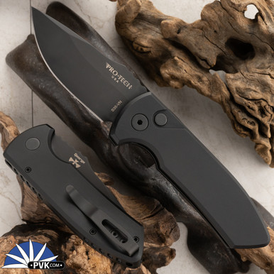 Protech Les George SBR Auto LG403 Black Blade, Smooth Black Handle - PVK