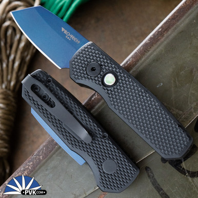 Protech Runt 5 R5406-SB, Sapphire Blue Reverse Tanto Magnacut Blade ...