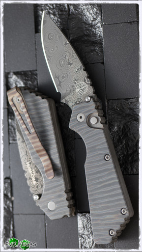 Protech Strider PT Auto Tiger Stripe Ti w/ Damascus Blade - PVK