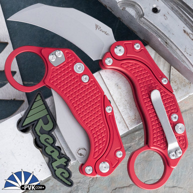 Reate EXO-K Gravity Karambit, Stonewashed N690, Red Oxide Aluminum, Tan ...