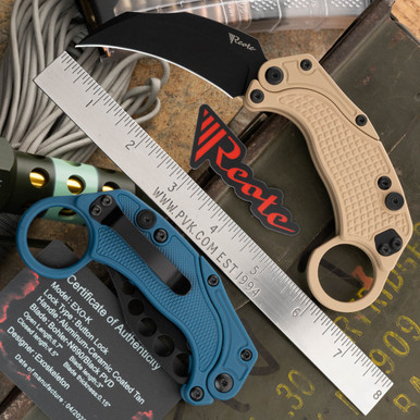 Reate EXO-K Gravity Karambit, Black PVD N690, Tan Aluminum - PVK