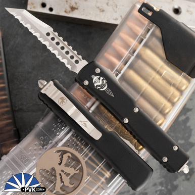 Custom REK Knives Microtech UTX-70 419W-10S Warhound Stonewash Full ...