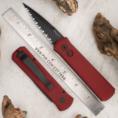 Custom REK Knives Protech Godson Auto 721 Black Full Serrated Blade ...