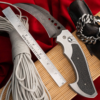 Reese Weiland Rastor, Brad Vice Damascus, Steel Frame W/Carbon Fiber ...
