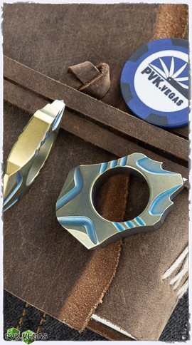 One Studio Custom Titanium Single Finger Knuck Blue & Gold V2 - PVK