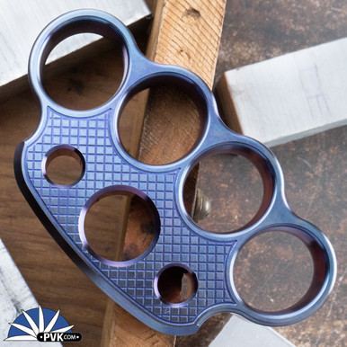 Vital EDC Checkered Titanium Full Size Paperweight 3/4" Indigo Ano - PVK