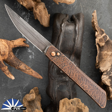 Venier Forge Higonokami Folder S/E Hand Forged Damascus, Hammered ...