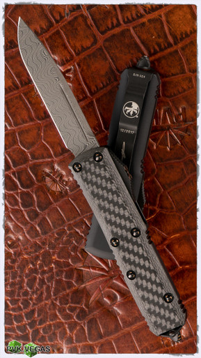 Microtech UTX-85 S/E 231-16CF CF Damascus Copper Hardware SN#50 - PVK