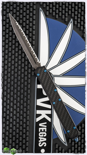 Vintage Microtech Makora II Black Blade 3D Carbon Fiber Inlay Blue Ti ...
