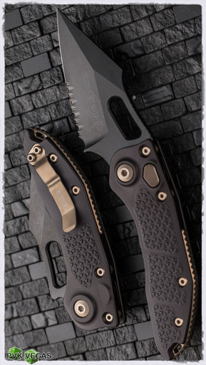 Microtech Auto Stitch Serrated DLC Blade Bronzed Hardware - PVK
