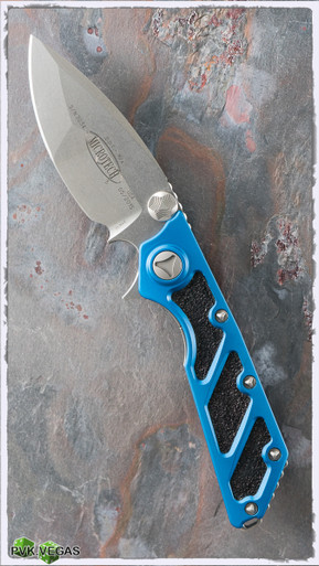 Microtech DOC Manual Flipper 153-10BL Stonewash Finish Blue - PVK