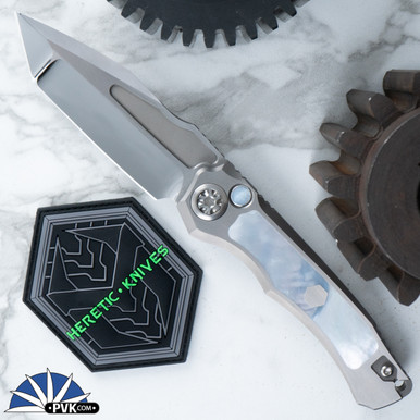 Heretic Knives Wraith V4 Auto Tanto Mirror Polish M390 Blade, Titanium ...
