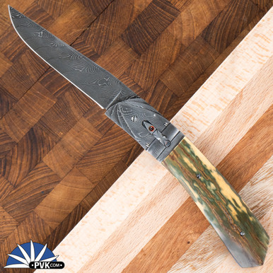 Jason Williams Vintage Automatic Folder, Damascus Blade, Mammoth ...