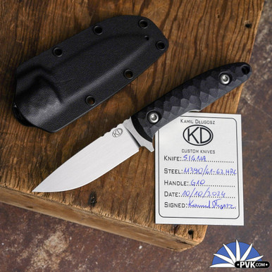 KD Knives Kamil Dlugosz Sigma M390 Satin Finish Flat Grind Blade, Black ...