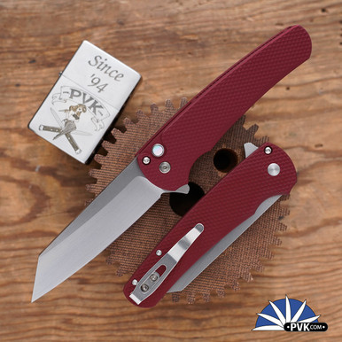 Protech Malibu 5405 LTD-Red Reverse Tanto Flipper Stonewashed Magnacut, Textured Red Handle ...