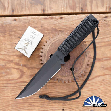 Strider Knives Fixed Blade PC Fighter Black Coated Clip Point Blade ...