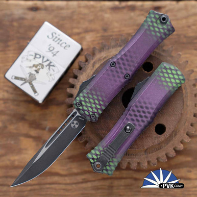 Microtech Hera II Mini 1703M-1PUX51S Single Edge Black Blade, Purple X ...