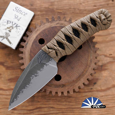 Aaron Bieber 302 Fixed Blade, Magnacut Wharncliffe Blade, Black Rayskin ...