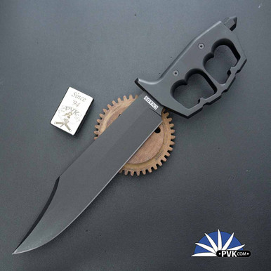 Cold Steel Chaos Bowie Trench Knife, Black Coated SK-5, Black Aluminum ...
