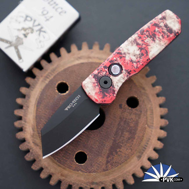 Protech Runt 5 R5403-CTC, Black DLC Magnacut Tanto Blade, Crimson Tiger ...