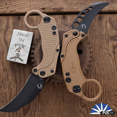 Reate EXO-K Gravity Karambit, PVD N690, Tan Aluminum, Tan Trainer - PVK