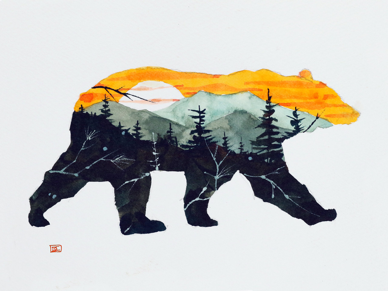 MOUNTAIN SUNSET BEAR - The Art of Dean Crouser
