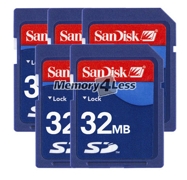 SDSDJ-32-5PK SanDisk 32MB Secure Digital (SD) Flash Memory Card (5-Pac