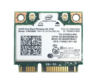 3160.HMWWB Intel Wireless-AC 3160 Dual Band 2.4GHz / 5GHz 433Mbps IEEE