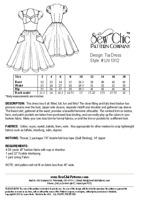 Tia Dress - Sew Chic Pattern Company