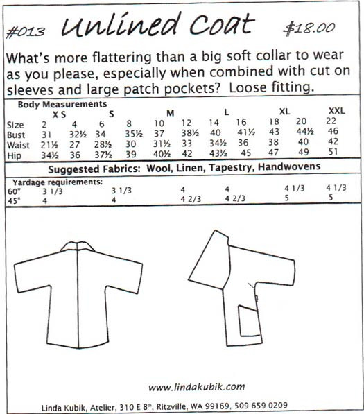 Coat 013 Pattern - Elements - The Sewing Place