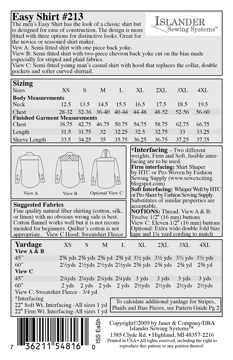 Easy Shirt - Islander Sewing Systems - The Sewing Place