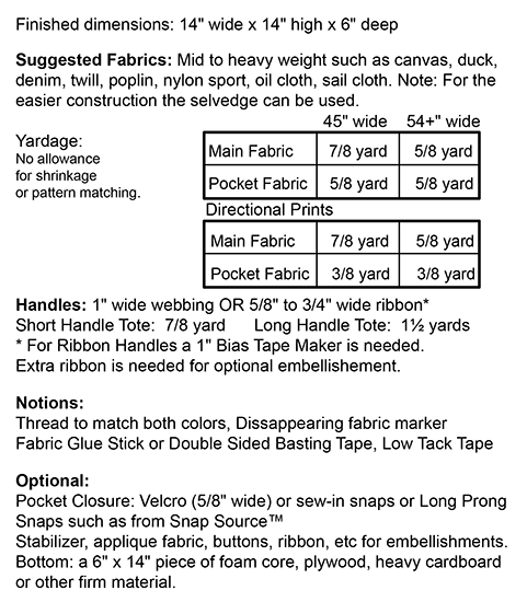 Ten Pocket Tote - Great Copy Patterns - The Sewing Place