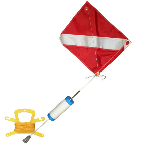 JCS Foam Scuba Diving Float (Blue Caps) with 14x18 Dive Flag and 100FT ...